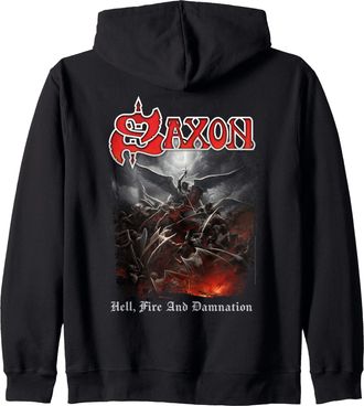 Saxon Offiziell Saxon Hell Fire Heavy Metal Band Kapuzenjacke
