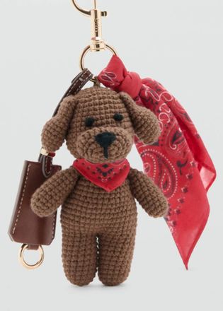 Mango Porte-cl&eacute;s peluche avec foulard marron - Femme - Taille unique - MANGO