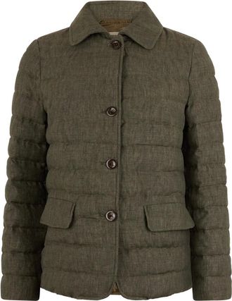 Herno Femme, Vestes, Vert, Taille: 36 FR Linen Padded Jacket
