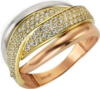 Fascination by Ellen K Ring 375 Gold dreifarbig Zirkonia