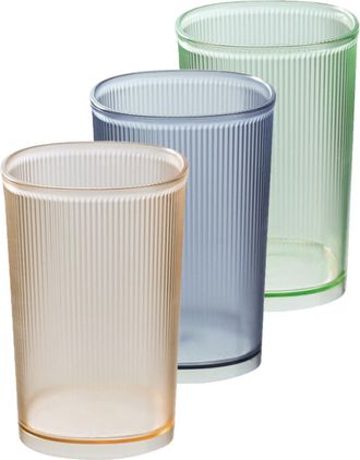 BESPORTBLE 3 St&uuml;ck Plastik Zahnb&uuml;rstenhalter Becher mit Streifen Transparenter Mundsp&uuml;lbecher f&uuml;r Badezimmer Multifunktionaler Reise Trinkbecher in Gr&uuml;n Gelb Bla