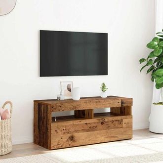 vidaXL Vidaxl - Meuble tv avec lumi&egrave;res led vieux bois bois ding&eacute;nierie