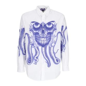 Octopus Skull Langarmshirt Wei&szlig; - - Shirts - Herren - Wei&szlig; - XL