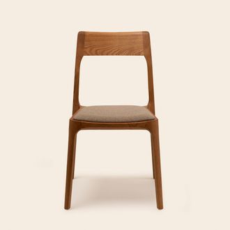Madura Chaise Harielle Bois et taupe chin&eacute; - MARRON