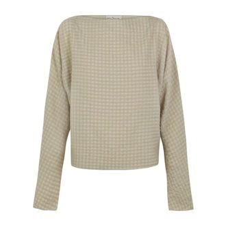Cortana Bravo- Top in Jacquard Beige kariert - - Blouses & Shirts - Damen - Beige - M