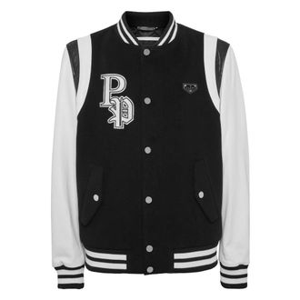 Philipp Plein Homme, Vestes, Noir, Taille: L Blouson aviateur universitaire &agrave; &eacute;cussons