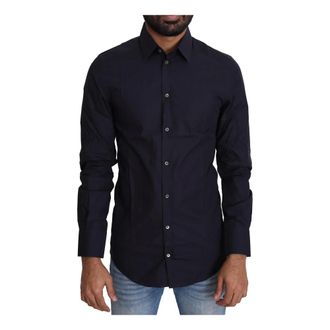 Dolce & Gabbana Klassisches Baumwollhemd - Schwarz - - Shirts - Herren - Schwarzk - XS