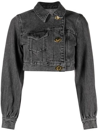 Ganni Gekn&ouml;pfte Cropped-Jacke - Schwarz
