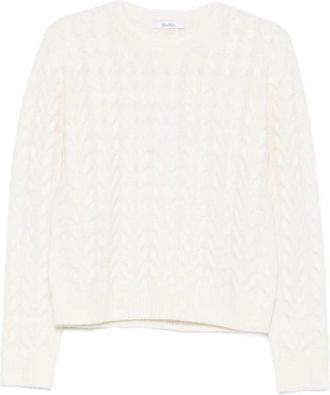 Max Mara Rundhalspullover - Wei&szlig;