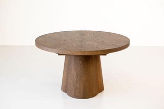 BOBOCHIC Bobochic - Table &agrave; manger ronde extensible 130-180 cm - Placage ch&ecirc;ne massif - Pied nuage - Jusqu&agrave; 8 couverts - Finition huil&eacute;e