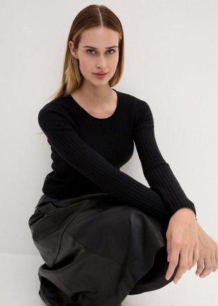 Bonprix Strickpullover aus Merinowolle, Langarm, schmale Passform