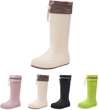 Generic Wellington Bottes de pluie en caoutchouc mi-mollet confortables doubl&eacute;es en peluche Chelsea Bottes de jardin imperm&eacute;ables antid&eacute;rapantes avec fermetur