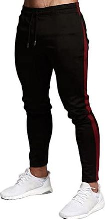 ORANDESIGNE Homme Pantalon de Jogging Training Pantalon de Survêtement Gym Joggers Sweatpants Décontractée Bande Latérale Pantalons de Sport avec Poches A Noir Ro