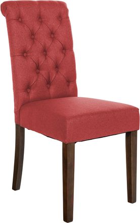 Clp Esszimmerstuhl Lisburn I Samt I Stoff I Polsterstuhl Gesteppt Chesterfield Design, Farbe:rot, Material:Stoff