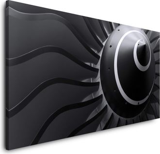 Paul Sinus Art Flugzeugturbine 120x 60cm Panorama Leinwand Bild XXL Format Wandbilder Wohnzimmer Wohnung Deko Kunstdrucke
