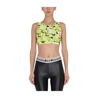Msgm Msgm - Top court imprim&eacute; floral - Femme - Sport - Jaune - Taille: 42 FR