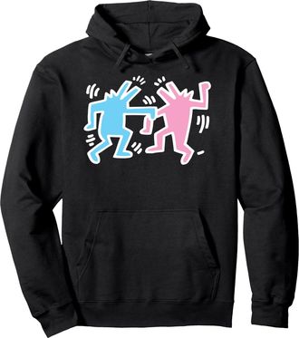 Keith Haring Pink und Blue Dancing Dogs Kunstwerk Pullover Hoodie
