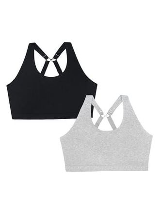 Curvy Couture Cotton Comfort 2-Pack Bralette Soutien-Gorge &agrave; Couverture Totale, Gris chin&eacute;/Noir, XXL Femme