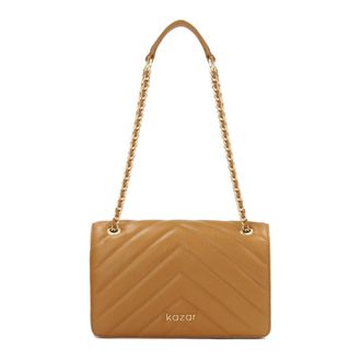 Kazar Hellbraune Handtasche mit Kreuzstich - - Bags - Damen - Braun - ONE SIZE