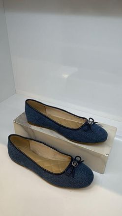 Michael Kors Womens Ballet Flats Dark Vintage Blue Wash Denim Footwear