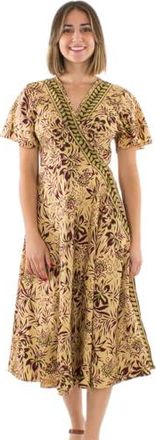 Coline Robe mi Longue Encolure Cache Coeur - Couleur : Beige - Taille : S/M