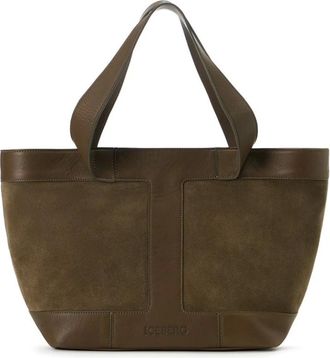 Iceberg Femme, Sacs, Vert, Taille: ONE Size Large Suede Shopper