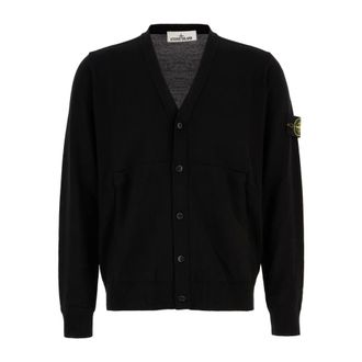 Stone Island Homme, Pulls, Noir, Taille: XL Cardigan en Laine pour Homme