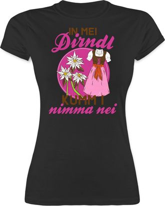 Shirtracer Shirt Damen - Kompatibel mit Oktoberfest - In MEI Dirndl kumm I nimma nei - XXL - Schwarz - trachtenshirt Trachten t Shirts bayrische edelwei&szlig; Tshirt 