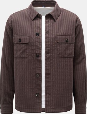 04651/ Herren - Overshirt Waffle Jacket dunkelbraun