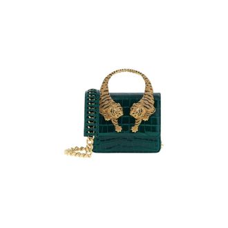 Roberto Cavalli Krokodil-Schuppen Hobo Bag mit Tigerk&ouml;pfen - - Bags - Damen - Gr&uuml;n - ONE SIZE