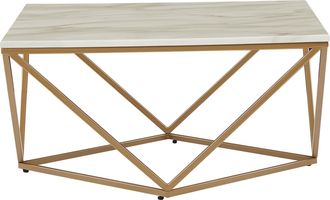 Beliani Moderner Couchtisch mit Marmor-Effekt in Beige/Gold Malibu