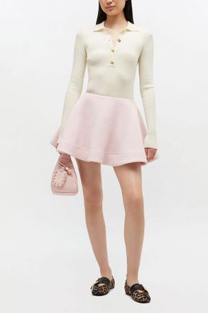 Ganni Caban-Tellerrock aus Wolle rosa