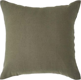 Homescapes Leinen Kissenbezug olivgrün 80x80 cm, Halbleinen Kissenhülle Reißverschluss, 60% Leinen & 40% Baumwolle