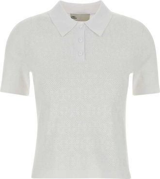 Tory Burch Femme, Tops, Blanc, Taille: 36 FR Polo en Viscose Pointelle