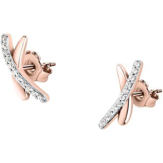 Cleor Boucles doreilles en argent 925/1000 et zircon