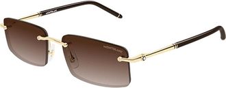 Montblanc Montblanc, unisex, Accessoires, Jaune, Taille: 56 MM Mb0443S Lunettes de soleil rectangulaires