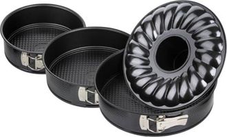 Zenker Set mit 2 Springformen + 1 Savarin Collection Black Metallic, Scharnier, rund, Stahl, schwarz, Durchmesser 20 cm + 24 cm + 28 cm