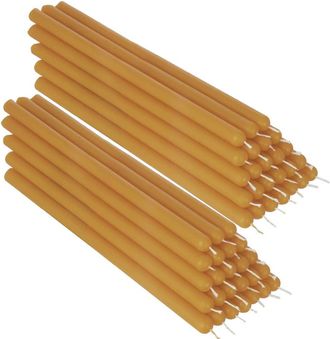 NKlaus 50x gelb Bienenwachs 21cm ru&szlig;frei Handarbeit Tafelkerze Ritualkerze Tropfkerzen 36342