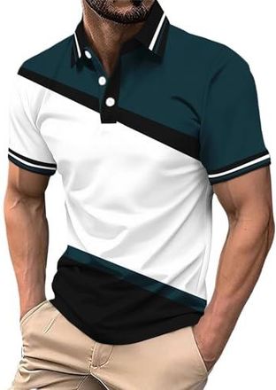 Generic Polo de sport &agrave; manches courtes pour homme - T-shirt de travail respirant - Coupe droite - Haut de golf - Polo d&eacute;t&eacute; d&eacute;contract&eacute; et l&eacute;ger - Pour homme,
