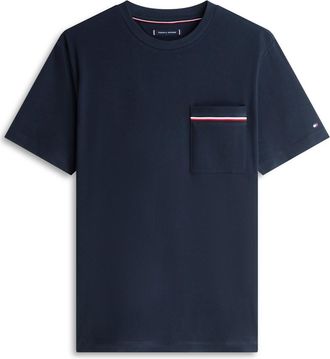 Tommy Hilfiger Strukturiertes T-Shirt mit Brusttasche und Flag-Streifen in