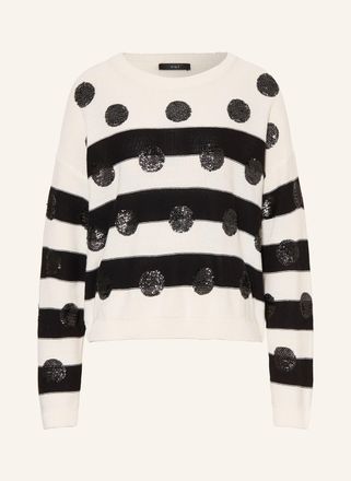 Oui Pullover Mit Pailletten weiss
