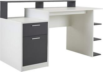 Vente-Unique Bureau avec rangements Zacharie - Blanc et Gris