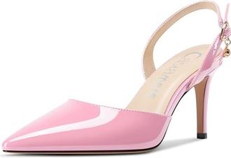 Castamere Femmes Slingback Fermé Pointu Bout Aiguille Talon Heel Slip-on Dress Mariage Décontracté Chaussures 8 CM Heels Rose 36 EU