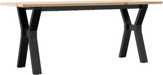 Generic Esstisch mit Naturholzplatte und Schwarzem Metallrahmen, Quadratischer K&uuml;chentisch Im Industriestil, Anwendbar f&uuml;r Kleine R&auml;ume, Fr&uuml;hst&uuml;cksecken und E