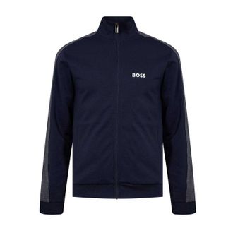 HUGO BOSS Trainingsjacke f&uuml;r Herren, Stehkragen (Marine/Wei&szlig;)