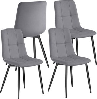 Vasagle Esszimmerst&uuml;hle Samt, K&uuml;chenst&uuml;hle bis 120 kg belastbar, Sessel mit verstellbaren F&uuml;&szlig;en, modern, gepolstert, f&uuml;r Wohnzimmer, 4er Set, schiefergrau KDC