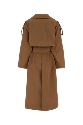 Herno Womens Brown Cotton Blend Trench Coat Cammello Exterior: Polyester