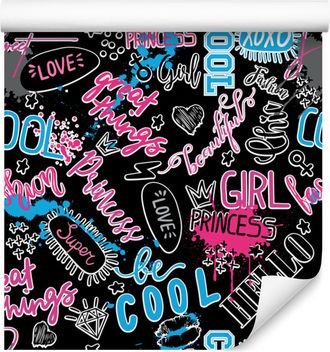 OEM Carta Da Parati Con Slogan girl Per Soggiorno E Camera Da Letto, 50x1000 Cm