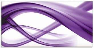 Artland ARTland Wanddeko Glasbilder Wandbild Glas Bild einteilig 100x50 cm Querformat Moderne Kunst Abstrakt Modern Rauch Welle Lila Violett S7MV