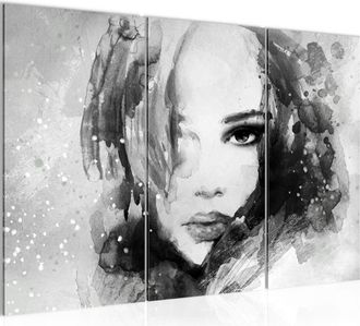 Runa Art Wandbilder Frau Abstrakt Bild XXL Wohnzimmer Schlafzimmer Schwarz Weiss Gemälde 120 x 80 cm 3 Teilig 025531c
